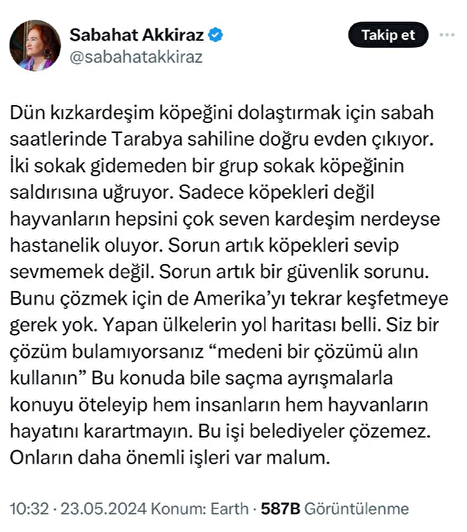 Sabahat Akkiraz'dan dikkat çeken 'sokak köpekleri' çıkışı: Artık bir ... Sabahat Akkiraz'dan dikkat çeken 'sokak köpekleri' çıkışı: Artık bir ...