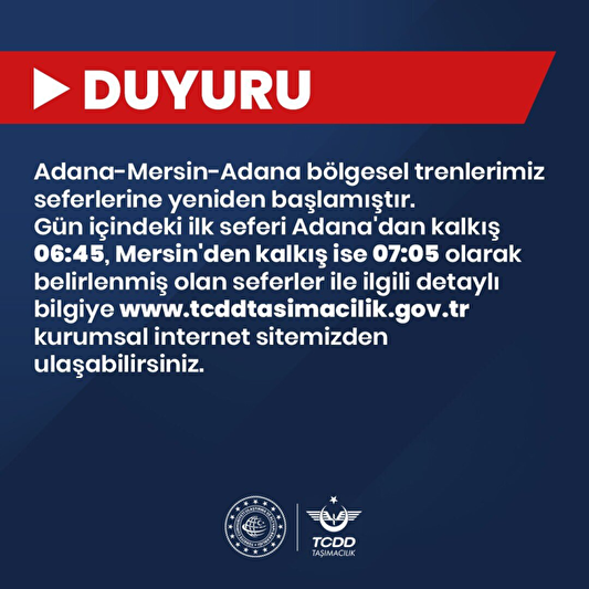 Adana Mersin bölgesel tren seferleri yeniden başladı | Adana Haberleri