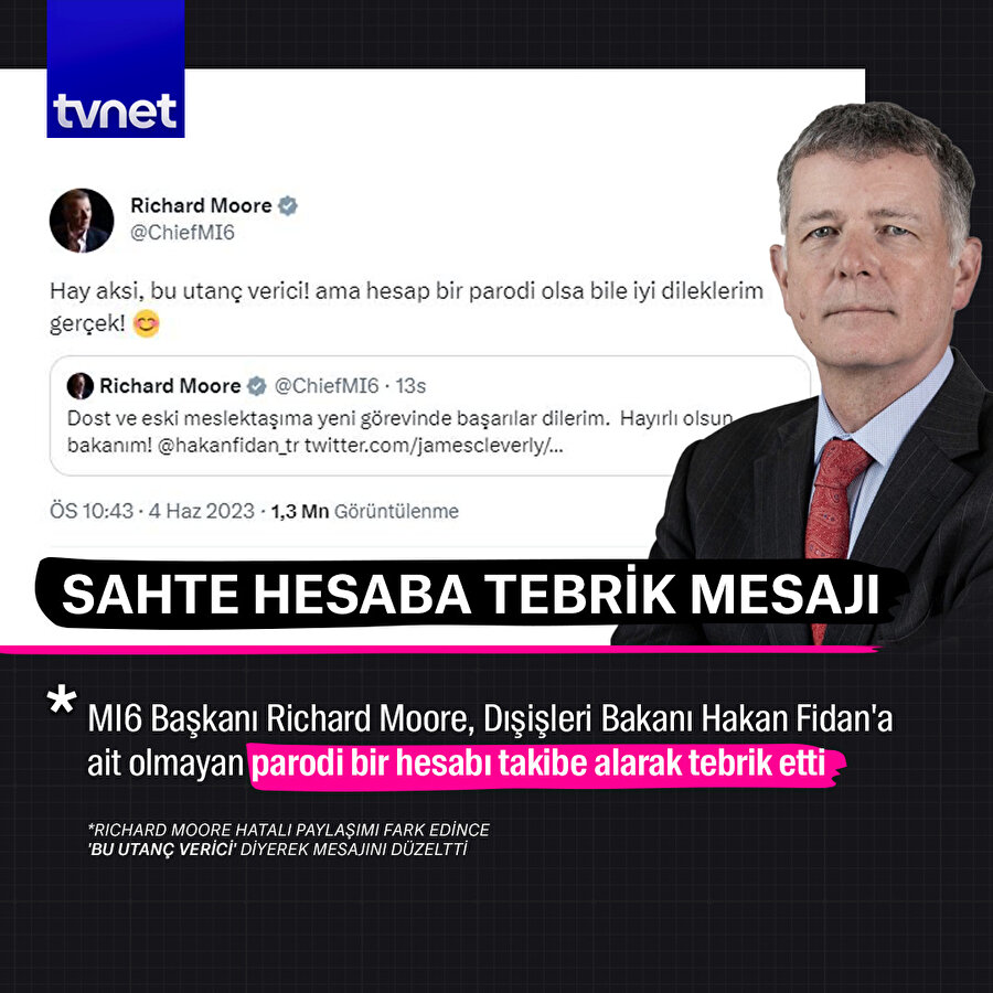 MI6 Başkanı'ndan parodi hesaba tebrik mesajı